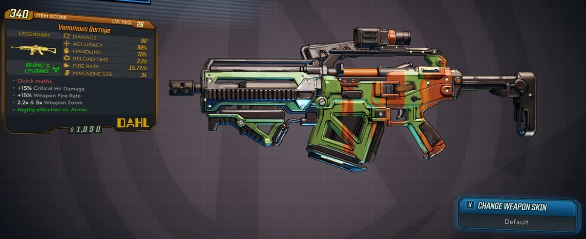 Barrage (assault rifle)/Variant Chart | Borderlands Wiki | Fandom