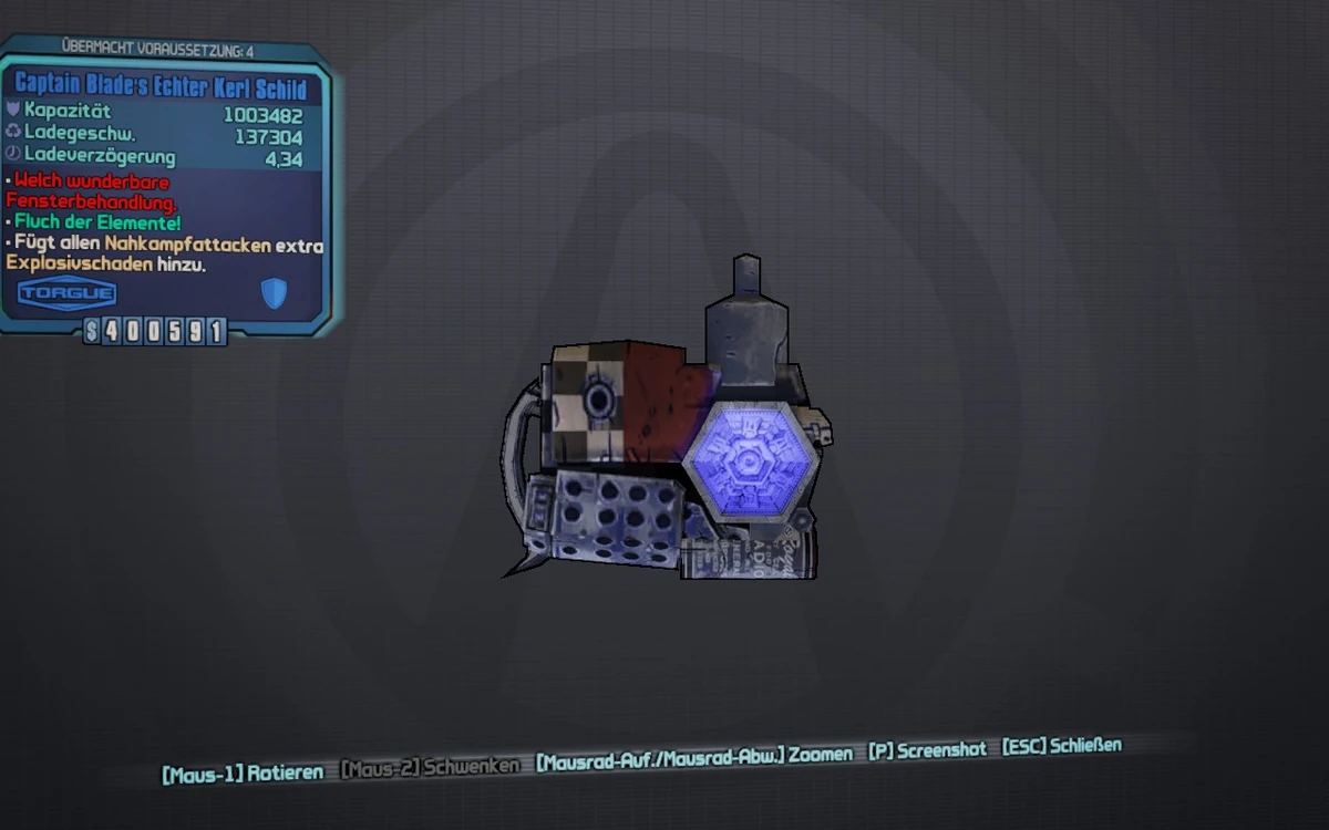 Captain Blade's Echter Kerl Schild | Borderlands Wiki | Fandom