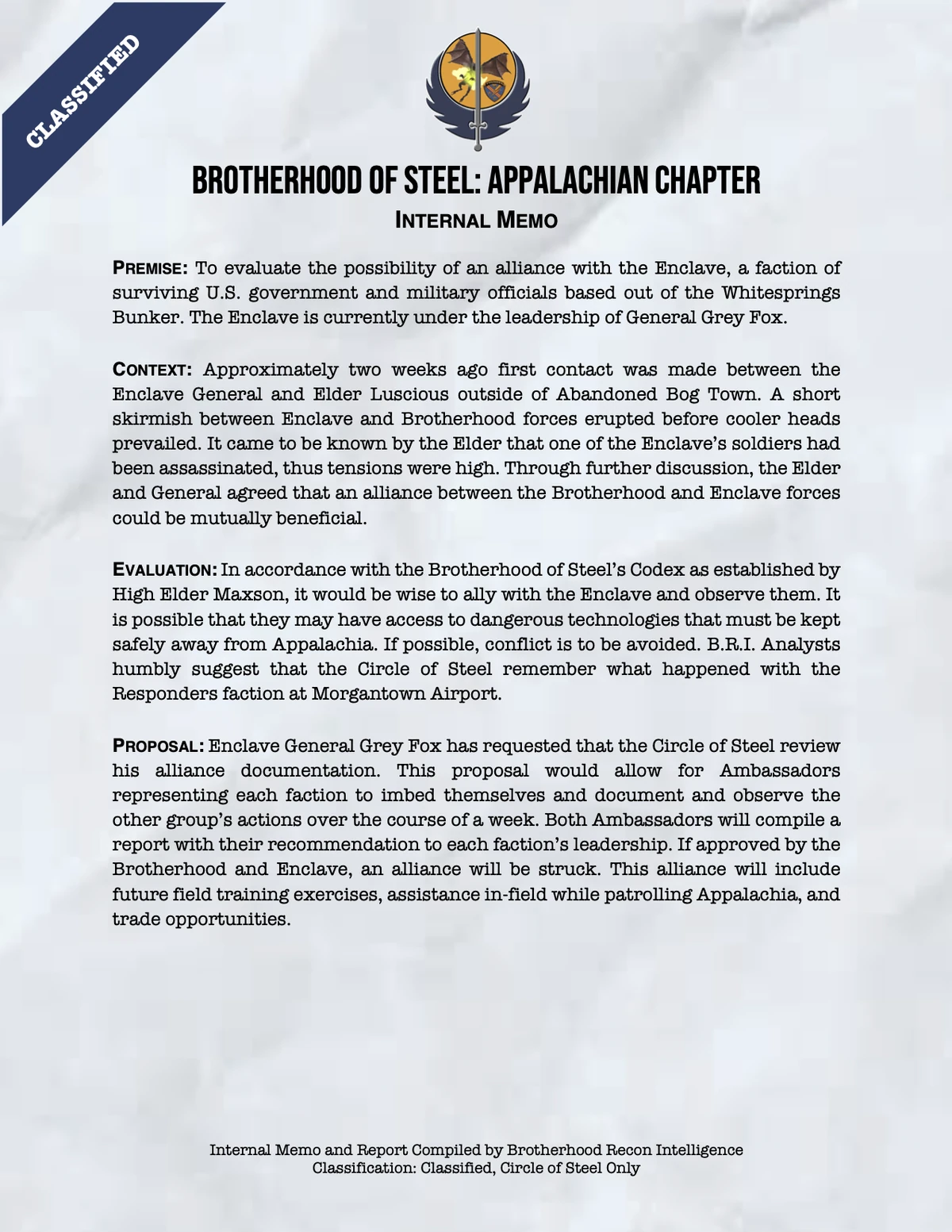 Brotherhood Memos | Brotherhood of Steel: Appalachian Chapter Wiki | Fandom