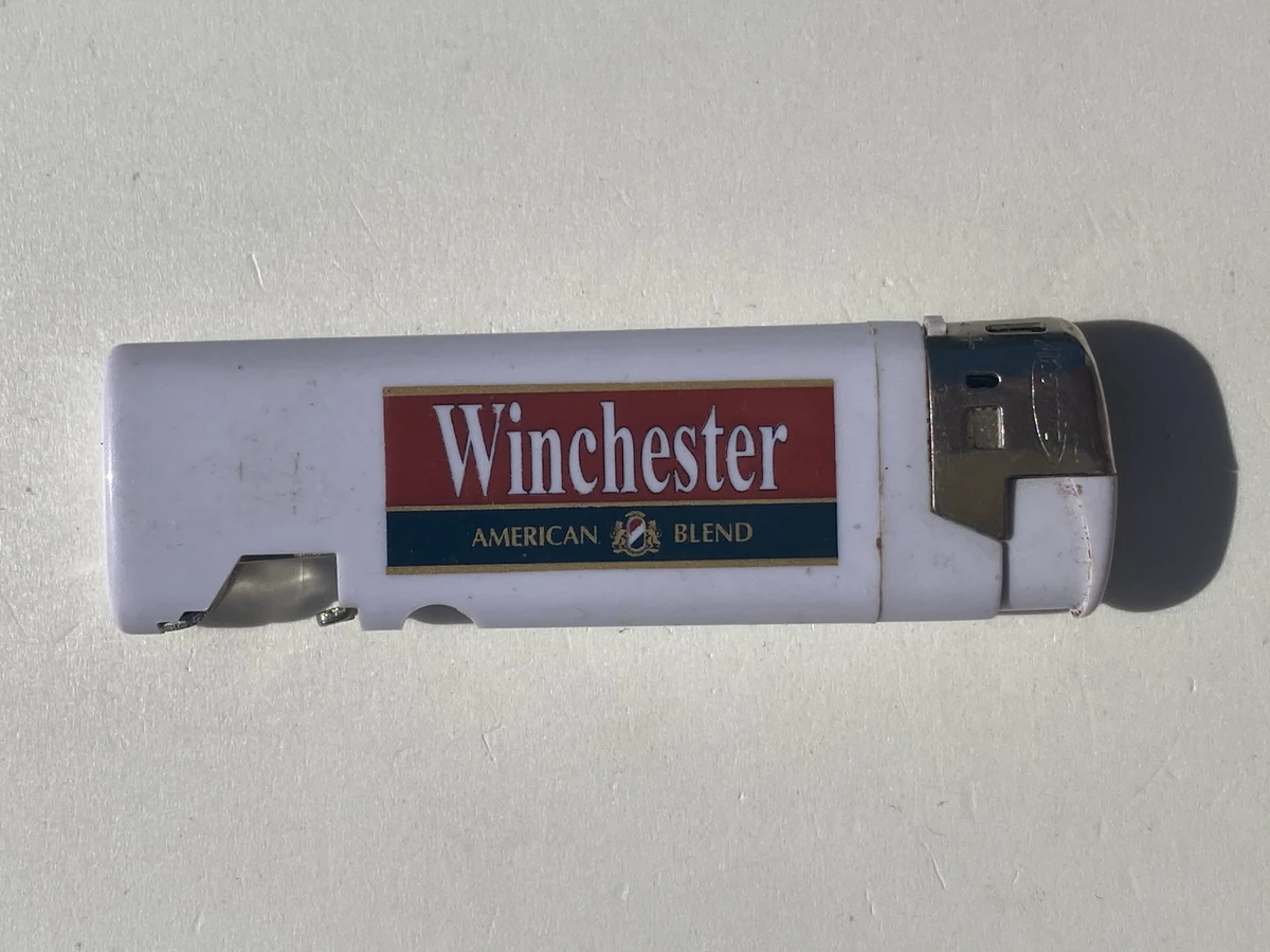 Winchester white plastic lighter with built-in bottle opener | Bottle ...
