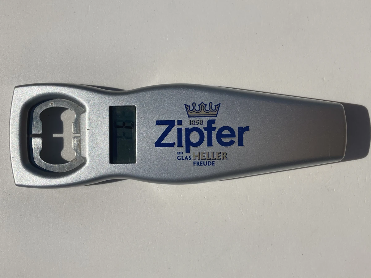 Zipfer grey plastic bottle opener with counter for the opened bottle ...
