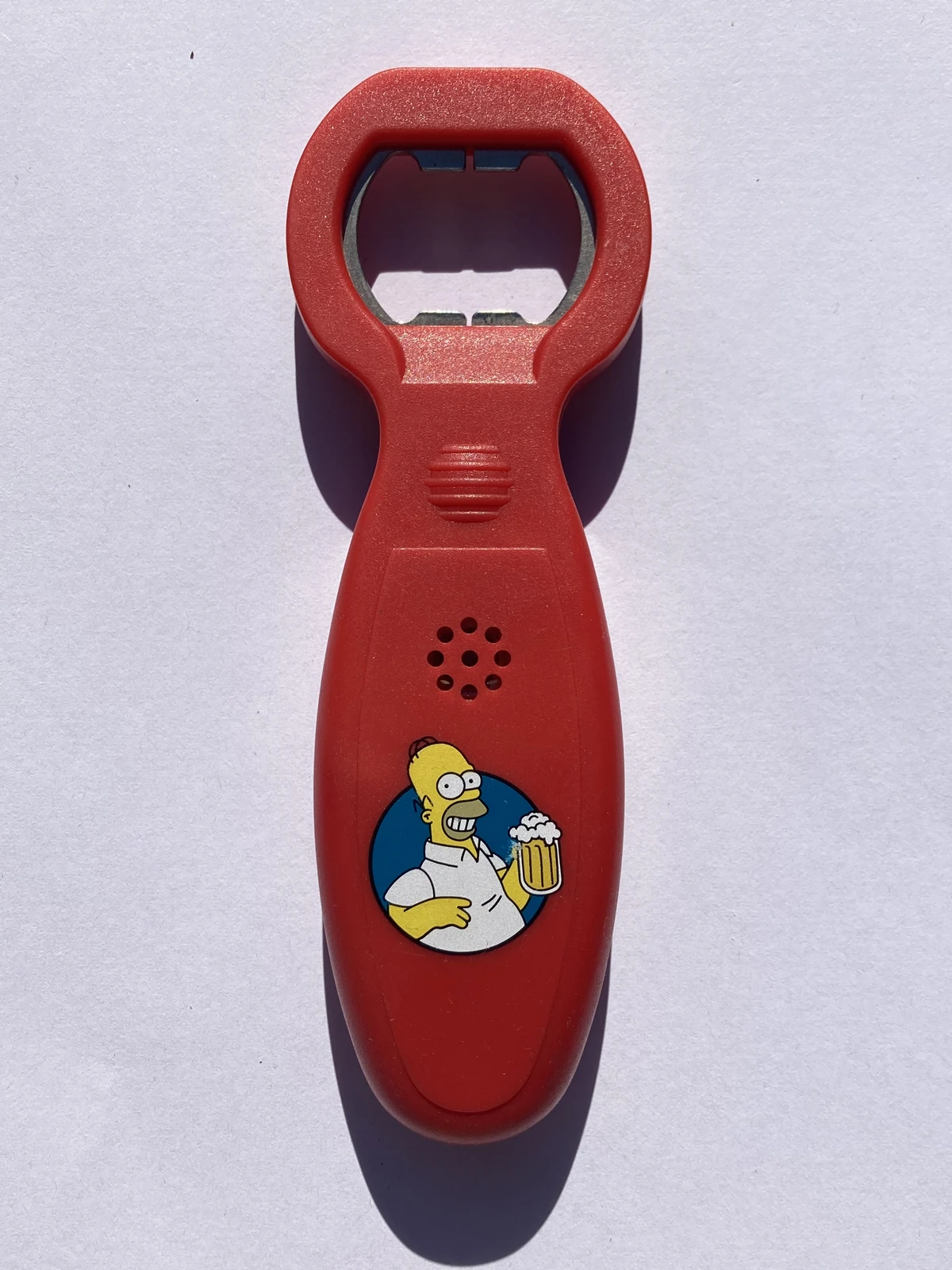 Homer Simpson red plastic bottle opener with built-in speaker | Bottle ...