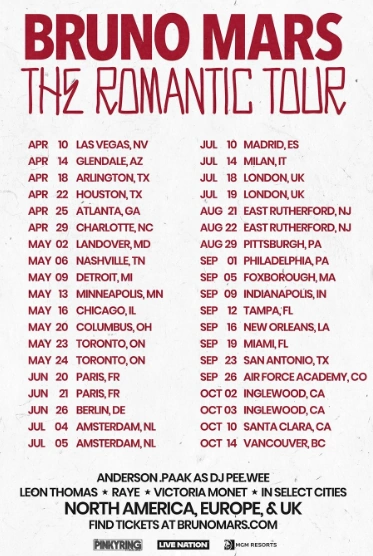 The Romantic Tour | Bruno Mars Wiki | Fandom