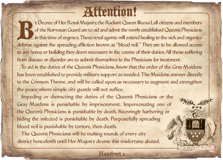 Royal Decree - Queen's Physicians | BSWU-Pathfinder Wiki | Fandom