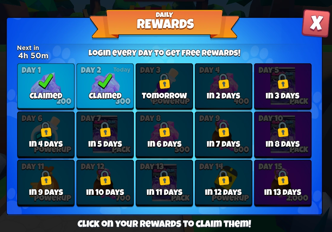 Daily Rewards | Bubble Gum Tower Defense Wiki | Fandom