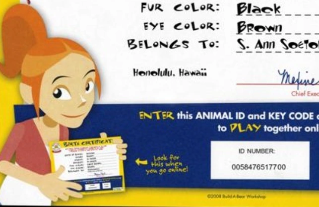 Build A Bear Certificate Codes