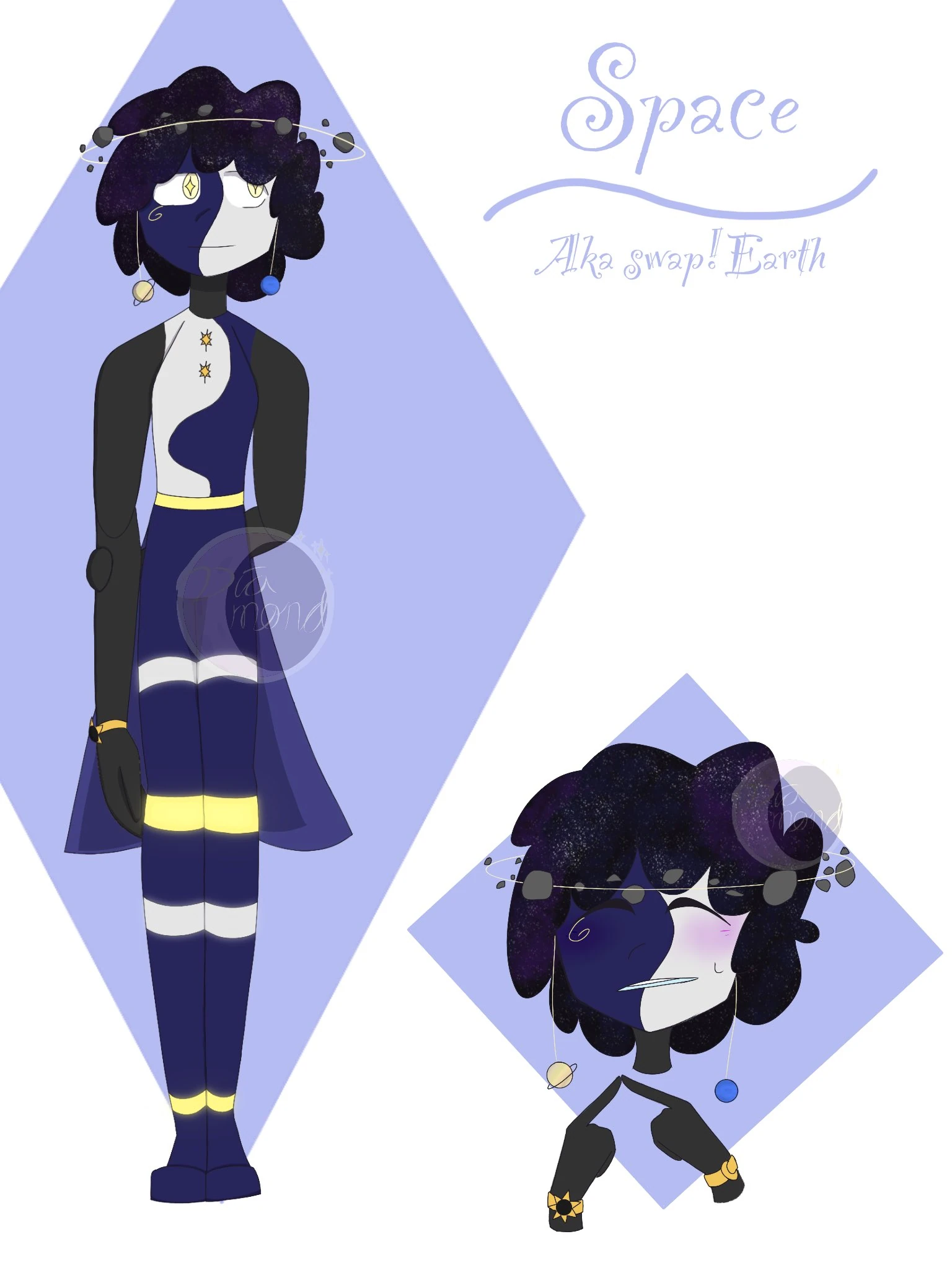 Finally got back into my swap AU designs! Here's Swap!Earth aka Space ...