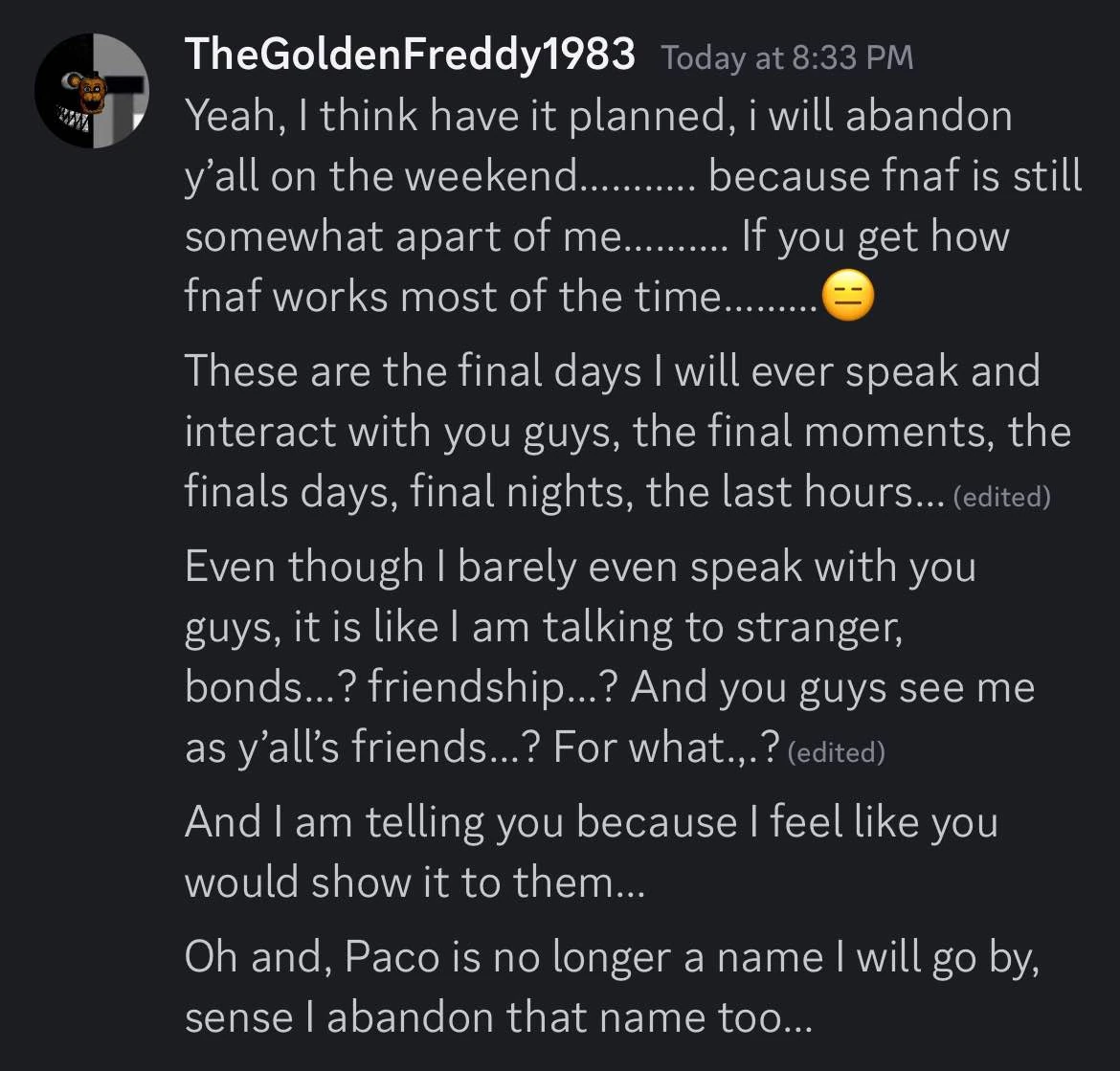 Today is the final day before I good bye bye… :) | Fandom