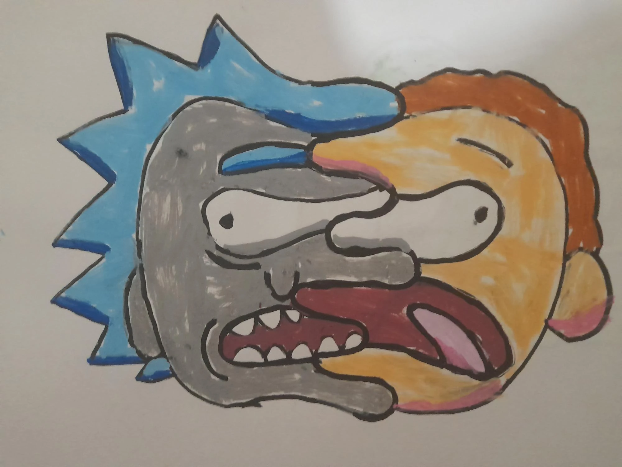 My Posca pen drawing of Rick and Morty (fusion effect) | Fandom