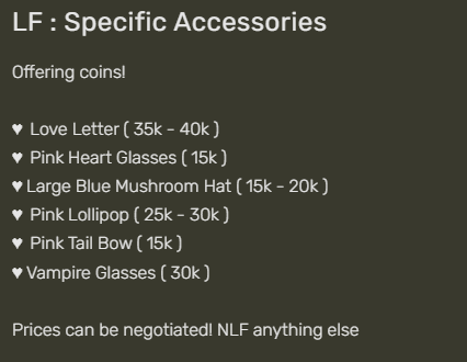 LF : Specific Accessories | Fandom