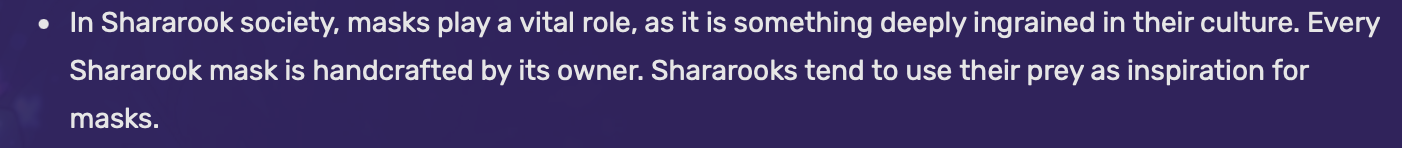 Canonically, Shararook create their own masks. | Fandom