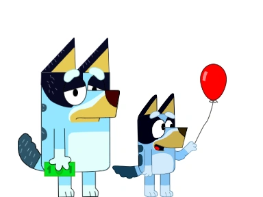 I made this pilot art of bluey with a balloon and what is bandit sad ...
