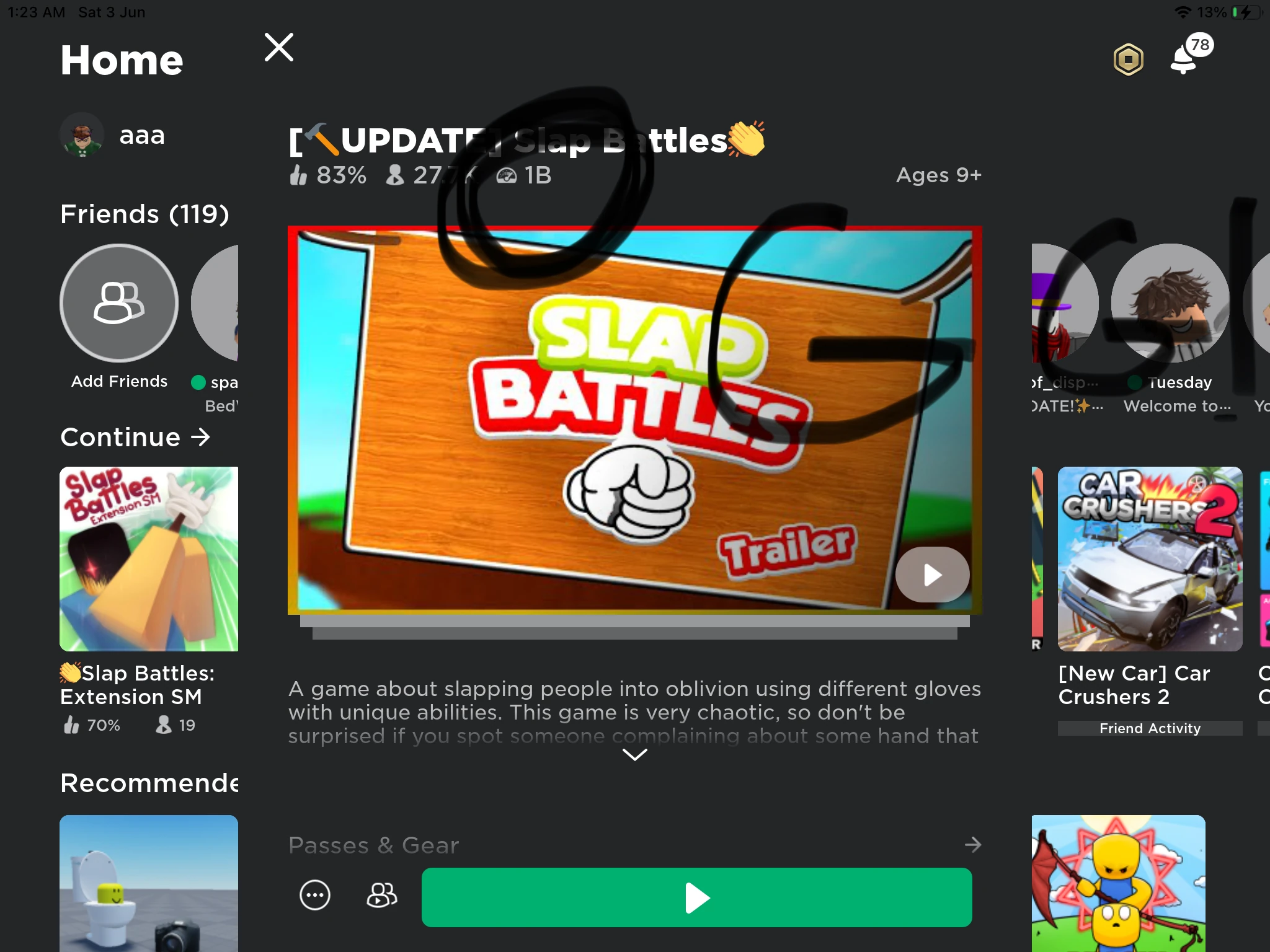 CONGRATULATIONS SLAP BATTLES FOR HITTING 1B | Fandom