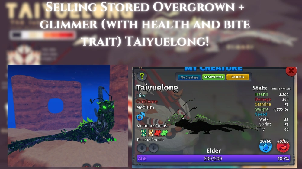 Selling Stored Male Overgrown And Glimmer Mut Taiyuelong! | Fandom
