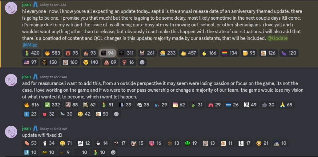 A message from Jean (Concerning the update delay) | Fandom