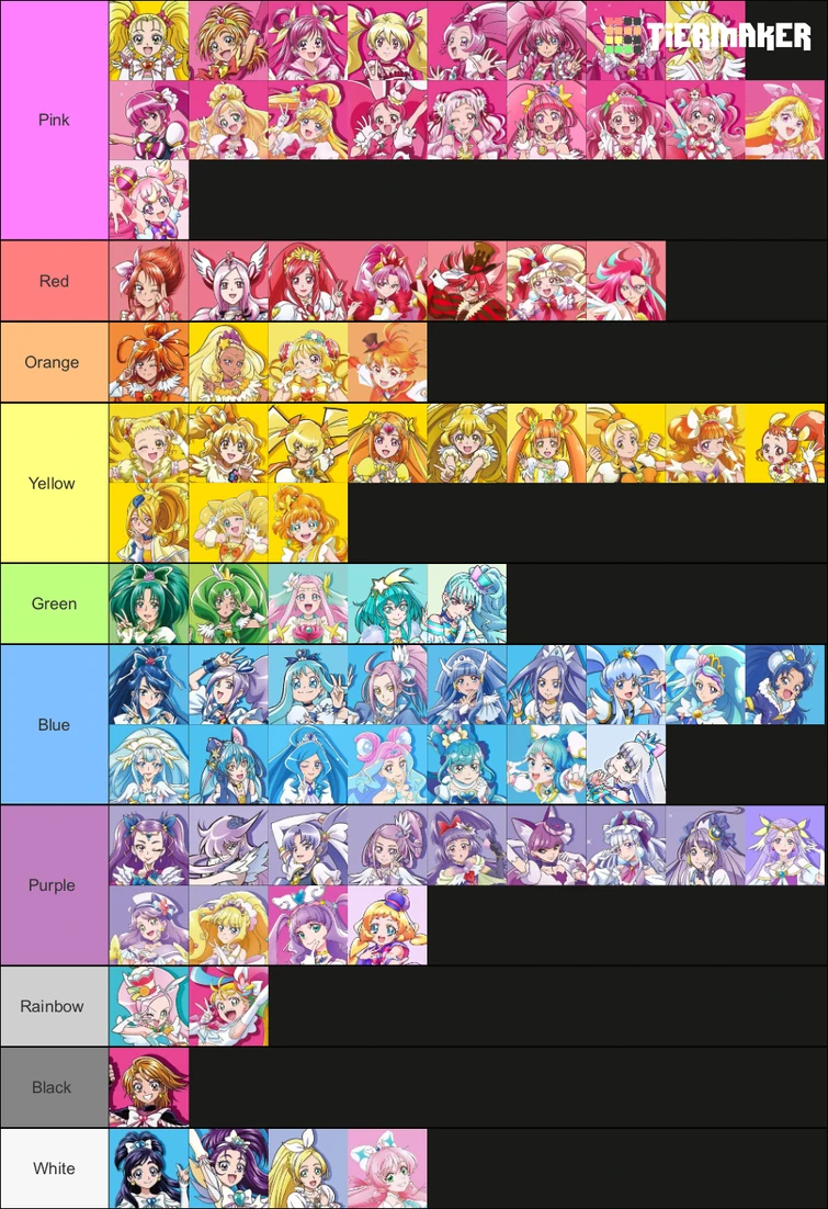Precure Color Tier List (By Me) When I entered the fandom VS Now | Fandom