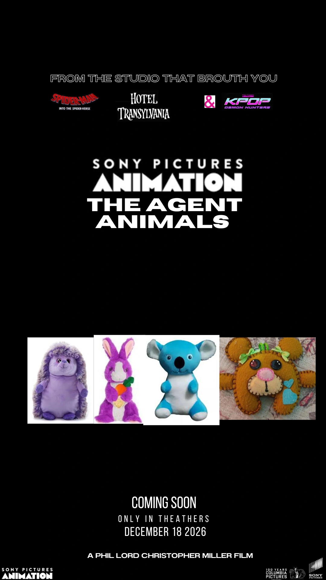 The Agent Animals Movie (2026) Columbia pictures Sony Pictures ...