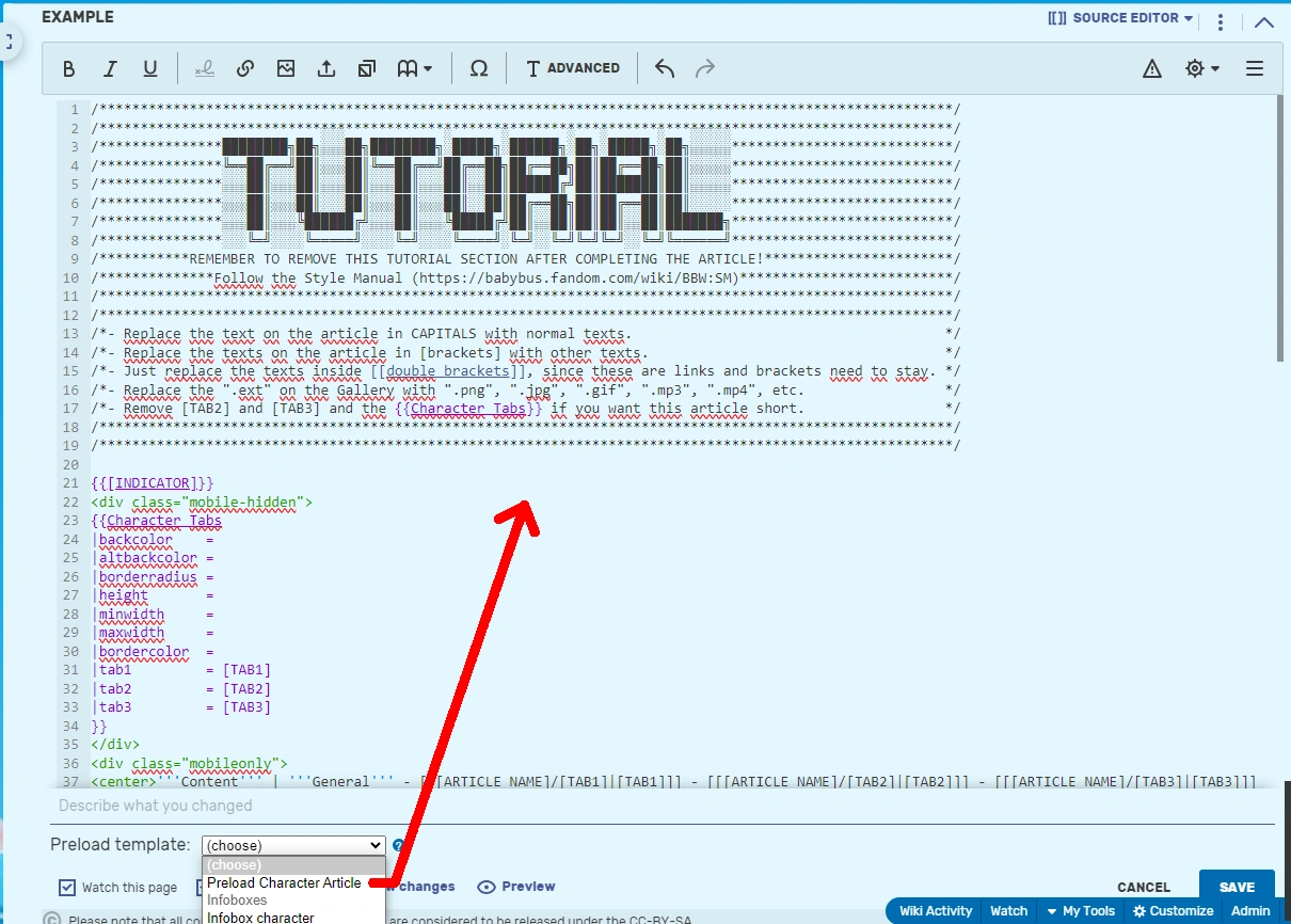 You can now preload a wiki article using source mode! | Fandom