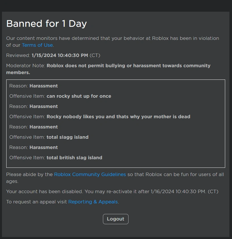 gets banned for 1 day cutely 🥰 | Fandom