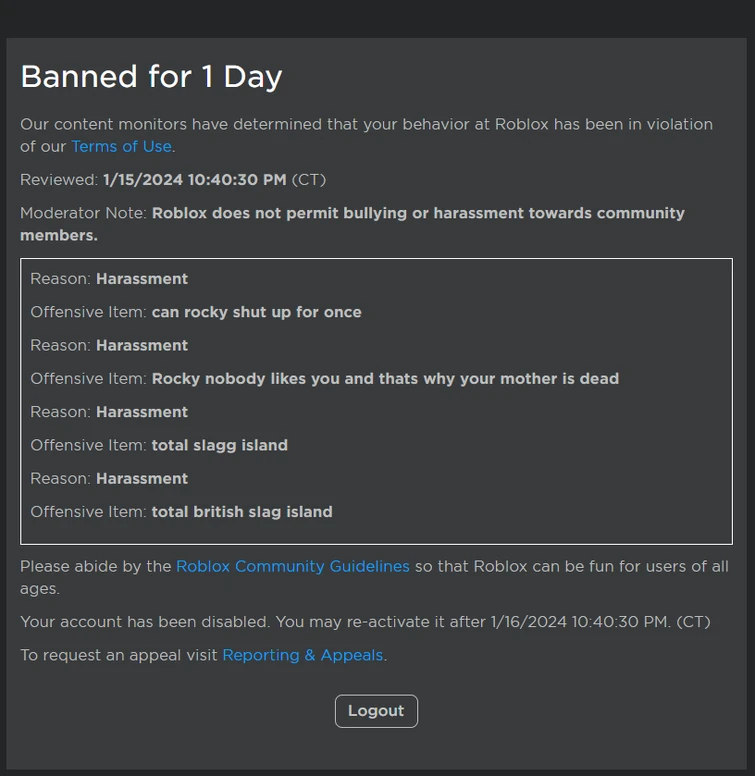 gets banned for 1 day cutely 🥰 | Fandom