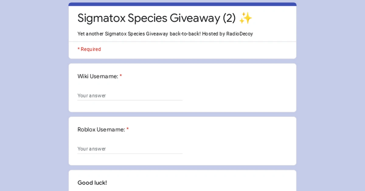 Sigmatox Species Giveaway (2nd)! (ENDED) | Fandom