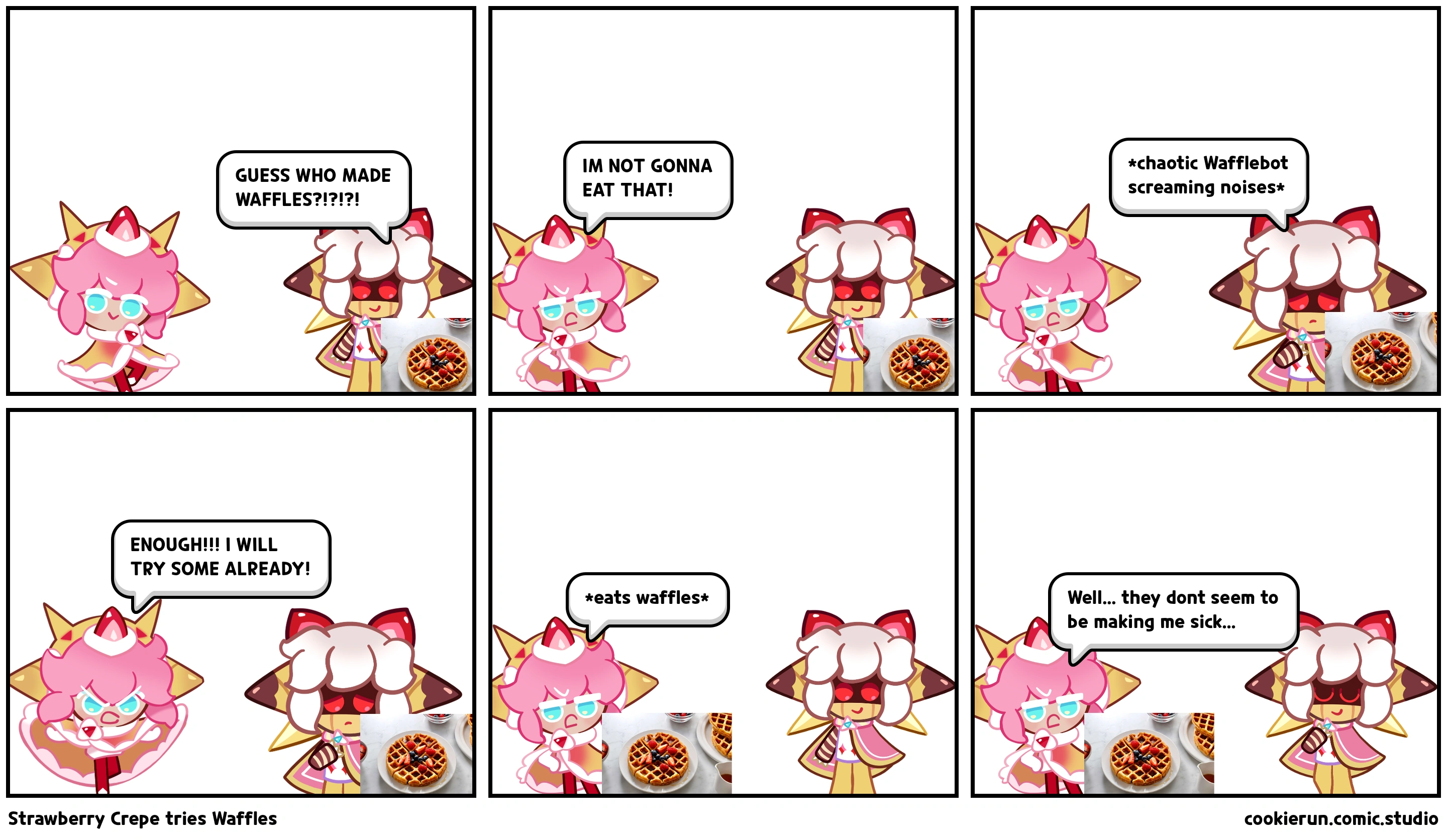 Strawberry Crepe tries Waffles (Ft. Wafflebot Cookie) | Fandom