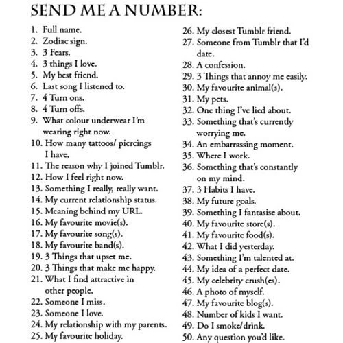 I found this neat ask by number thingy and wanted to try it | Fandom