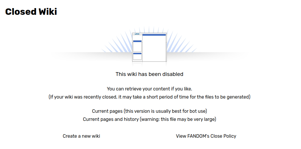 This wiki has been...disabled? | Fandom