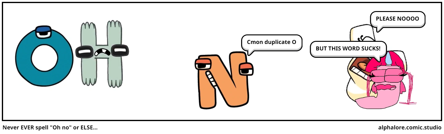 What happens when you spell the word "Oh no" in Alphabet Lore? | Fandom