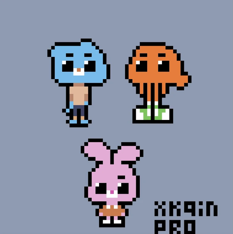 I made a pixel art of Gumball, Darwin and Anais | Fandom
