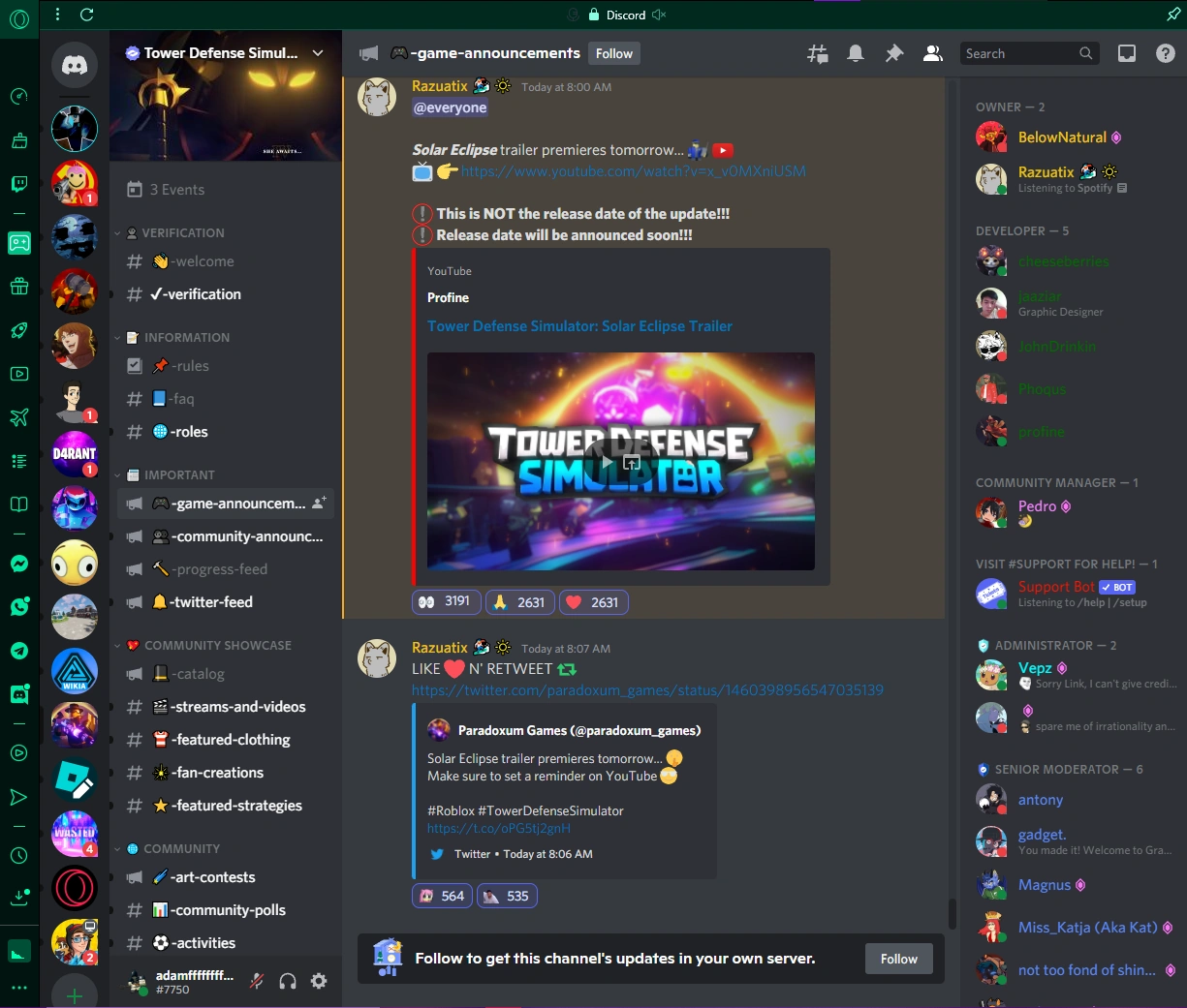 FINALLY BELOW DICIDED TO UPDATE THE FUCKING GAME CALLED TDS SOLAR EVENT ...