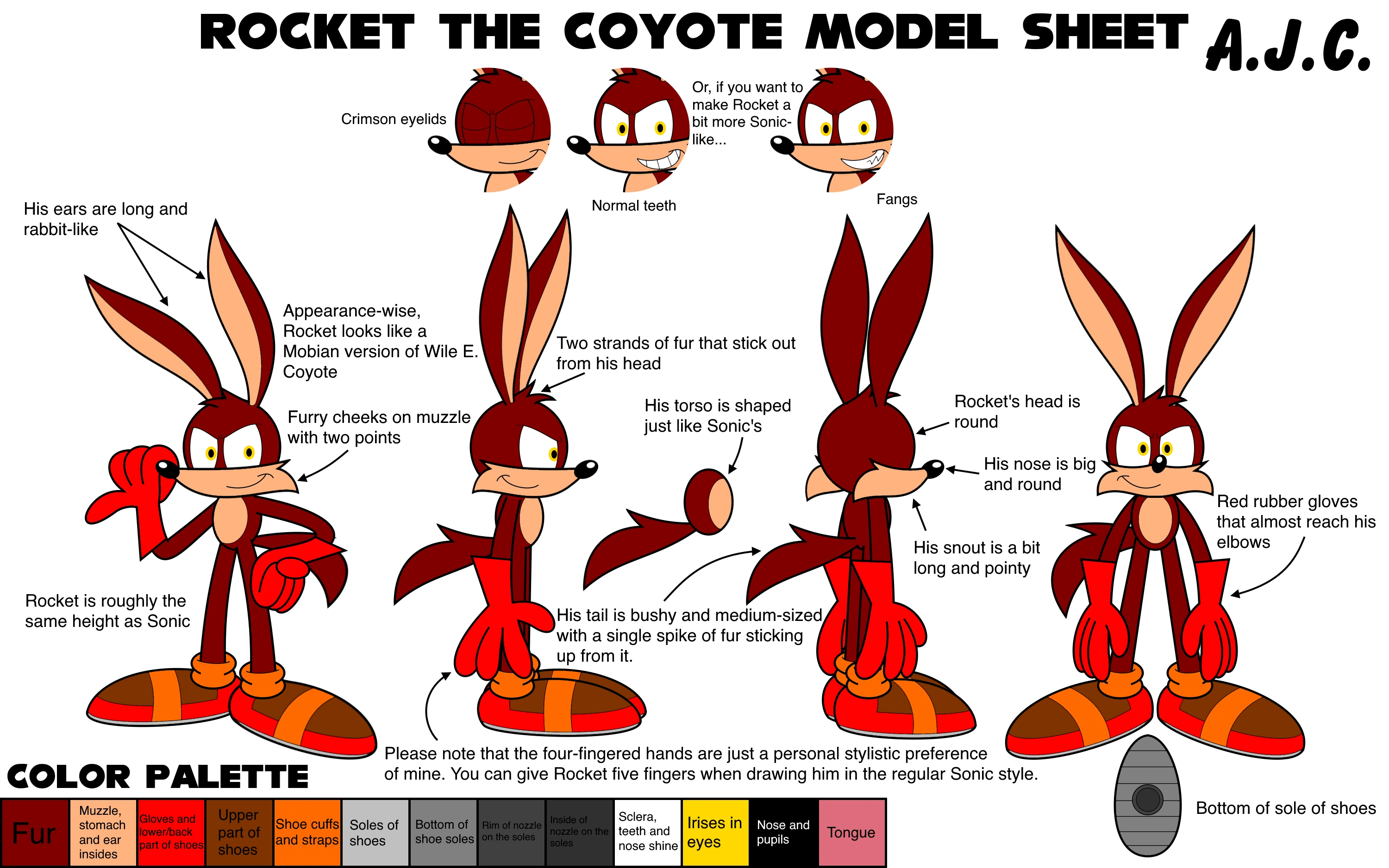 A model sheet of my OC, Rocket the Coyote | Fandom