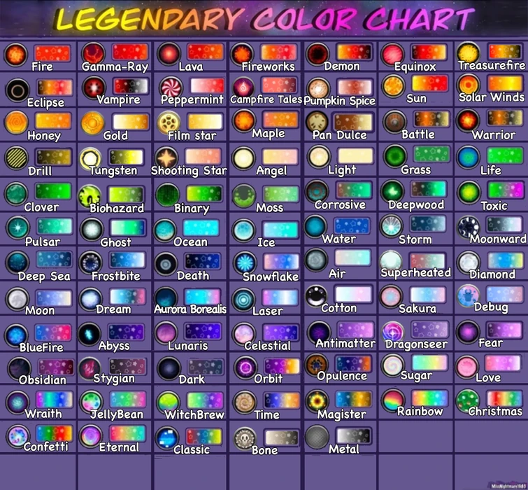 Legendary color chart | Fandom