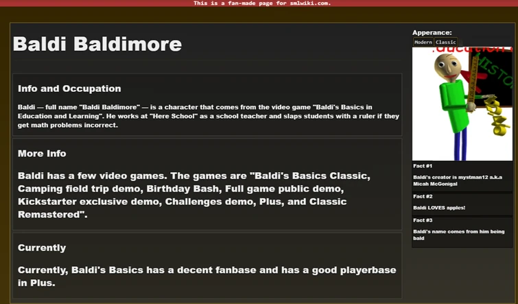 Custom Baldi Page but sbl.smlwiki.com! | Fandom