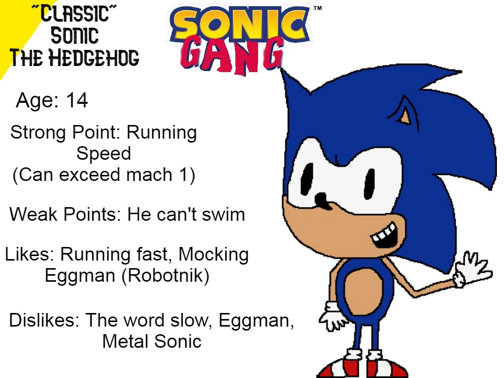 Classic Sonic Description Card for Sonic Gang | Fandom