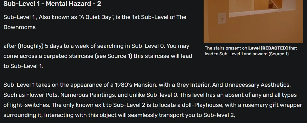 what happened with sub-level 1 of level REDACTED? | Fandom