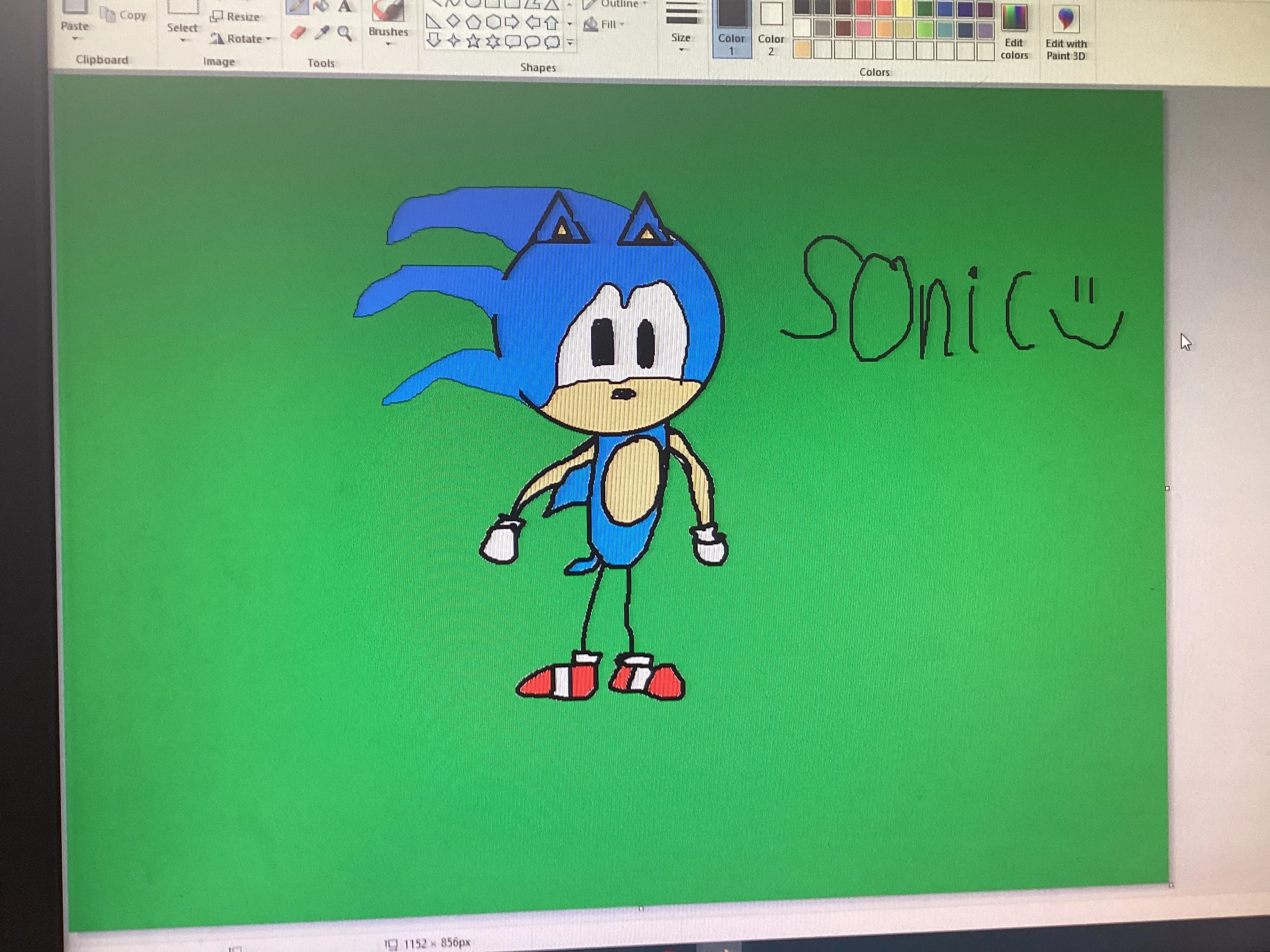 I drew sonic in ms paint | Fandom