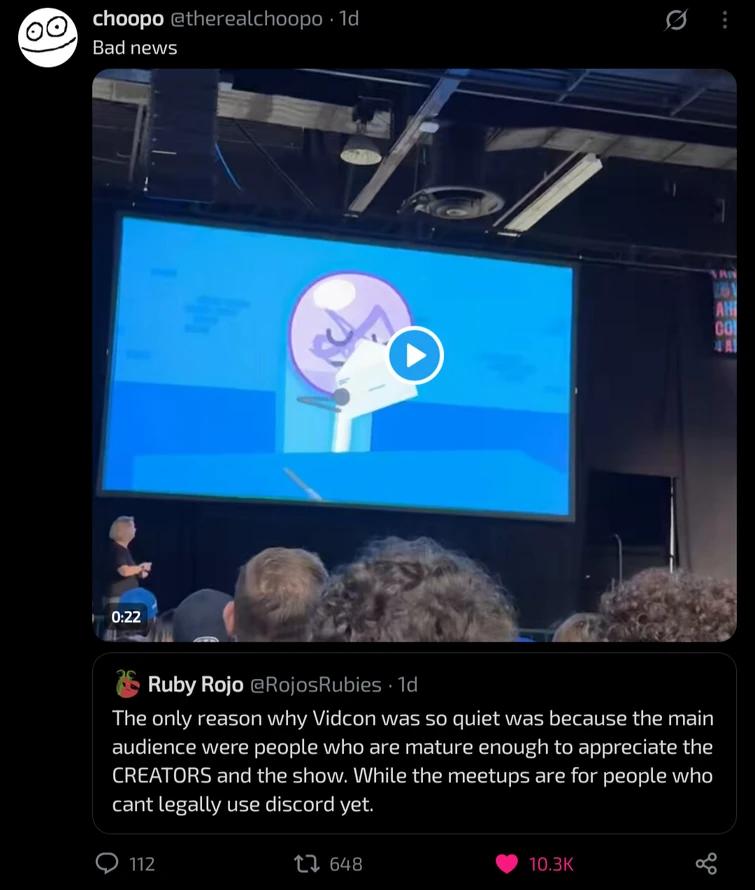 for context: the crowd cheered on the bfb intro | Fandom