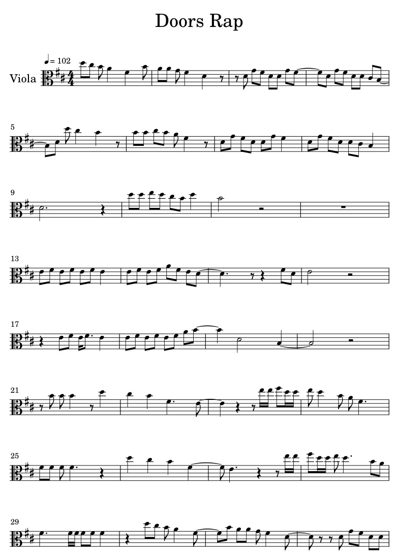 Music Sheet for Doors Rap by Rockit Music (Alto and Treble Clef) | Fandom