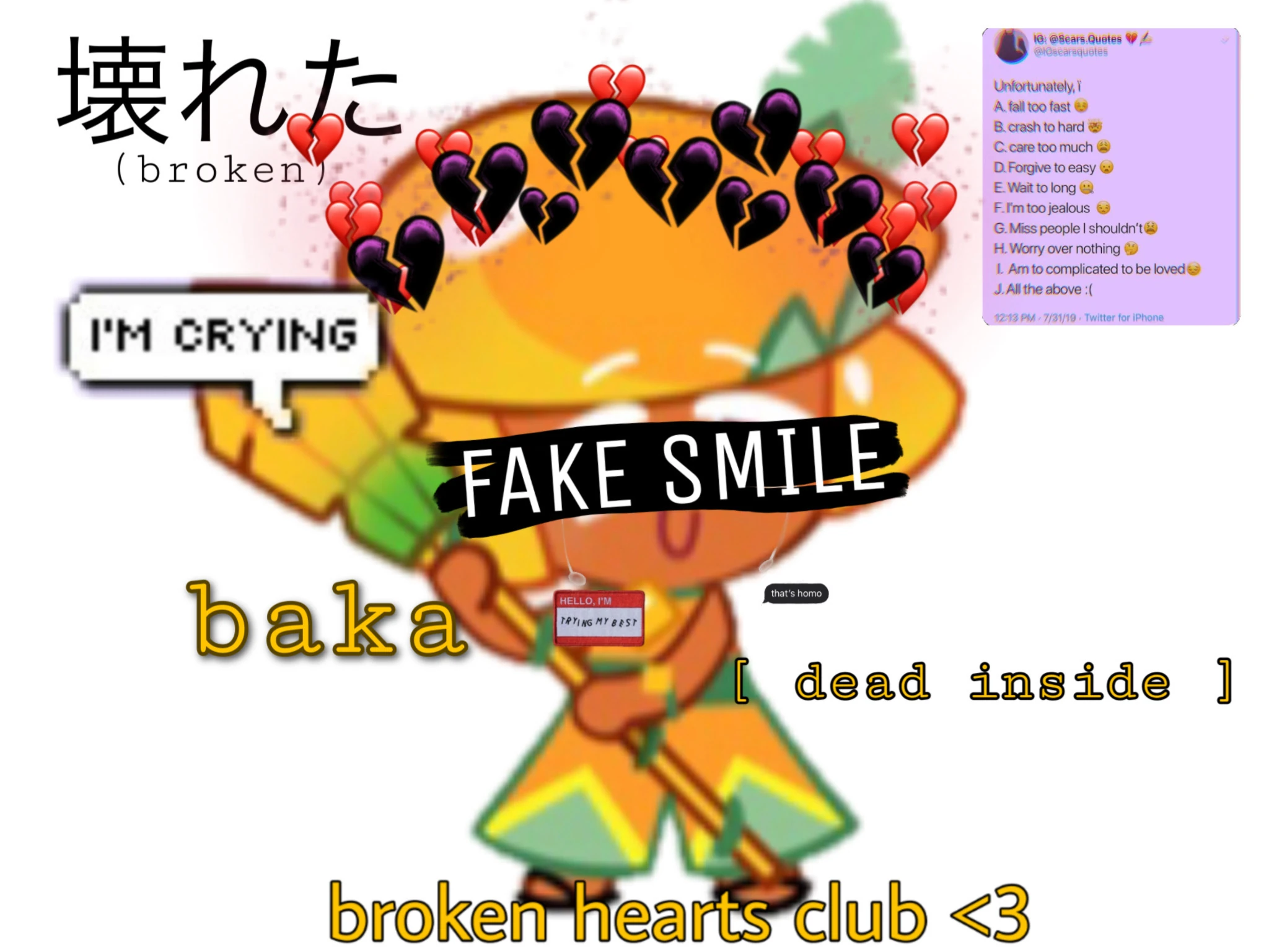 Making those terrible “UwU this character is broken” things of cookies ...