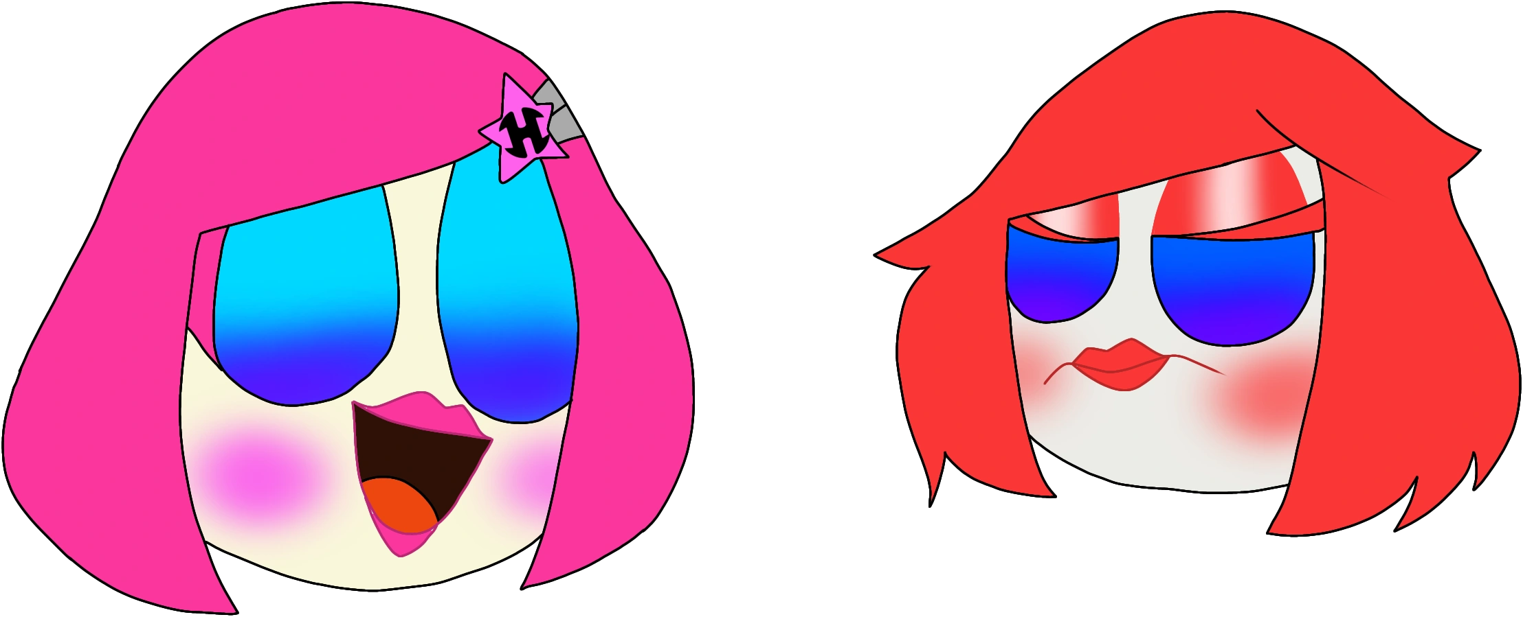 I drew Susie and Parallel Susie with mouths and somehow they're so cute ...