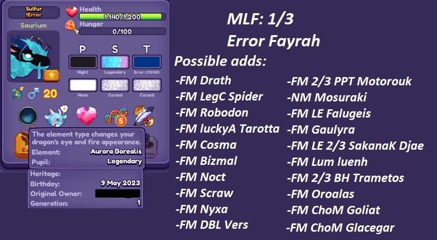 Trading FM DBL 1/3 morpho error Saurium (glitched birthday) for other ...