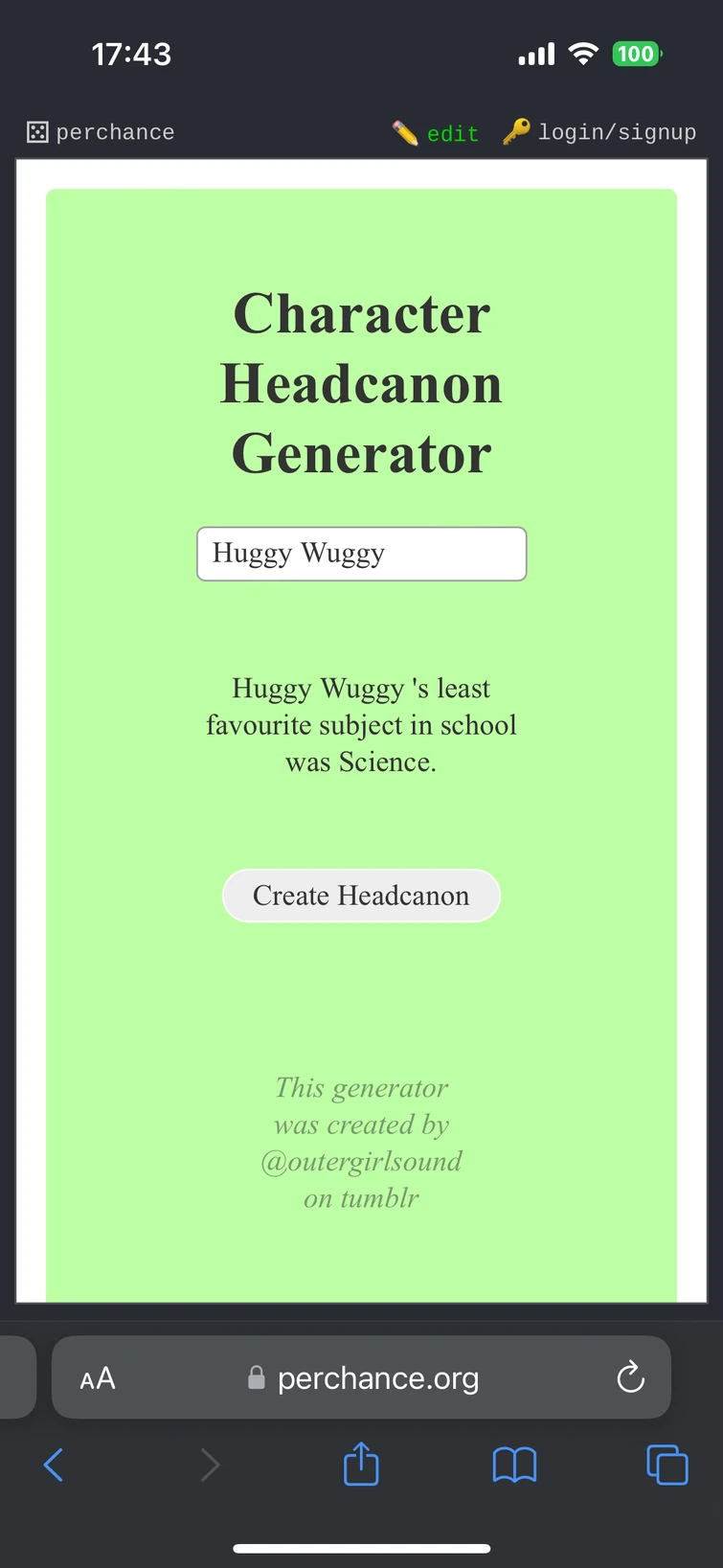 I tried Character headcanon generator- | Fandom