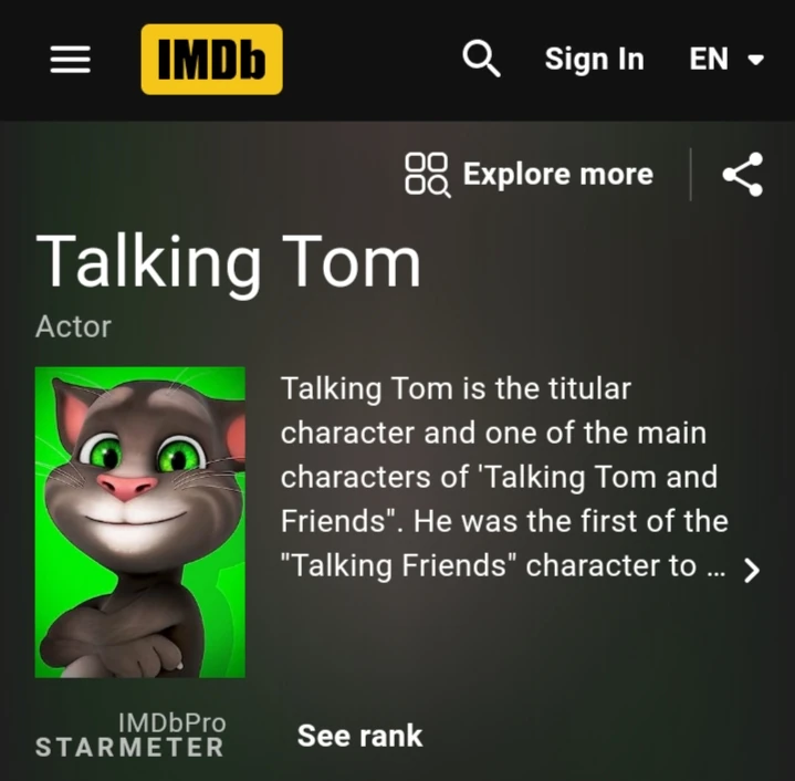 Why Tom Actor use IMDb? | Fandom