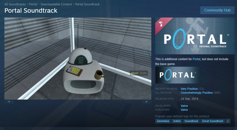 just realized the singular screenshot for the portal 1 OSTs steam page ...