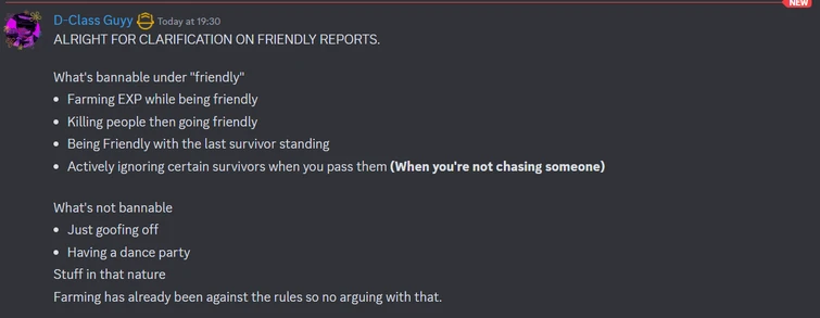 Ok some clarification of the Friendly Bannable rule from the forsaken ...