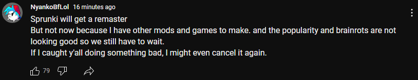 Sprunki has been confirmed to be getting a remaster by Nyanko himself ...