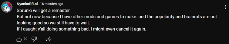 Sprunki has been confirmed to be getting a remaster by Nyanko himself ...