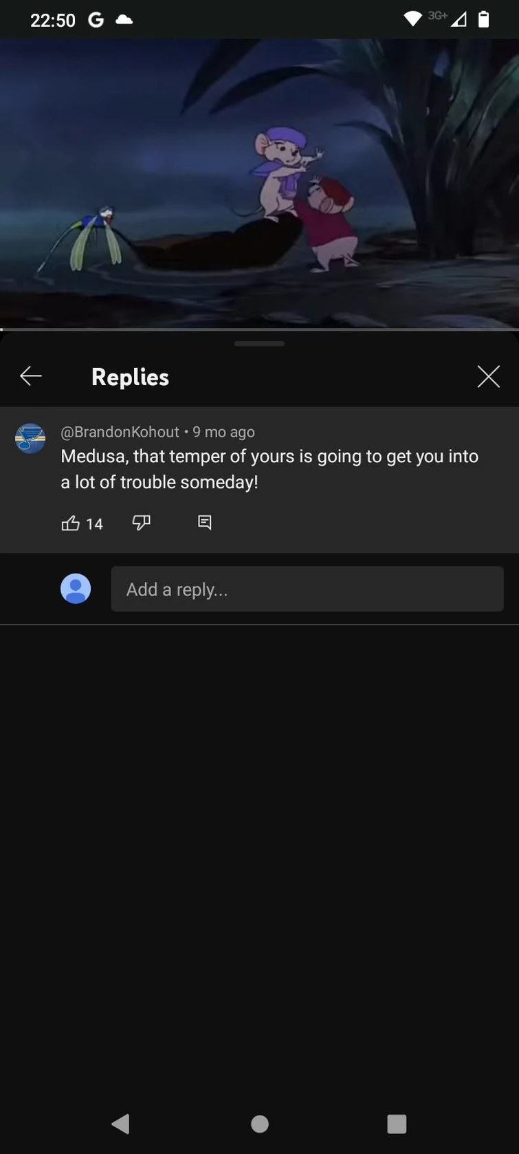 Literally just kids commenting on YouTube clips from The Rescuers ...