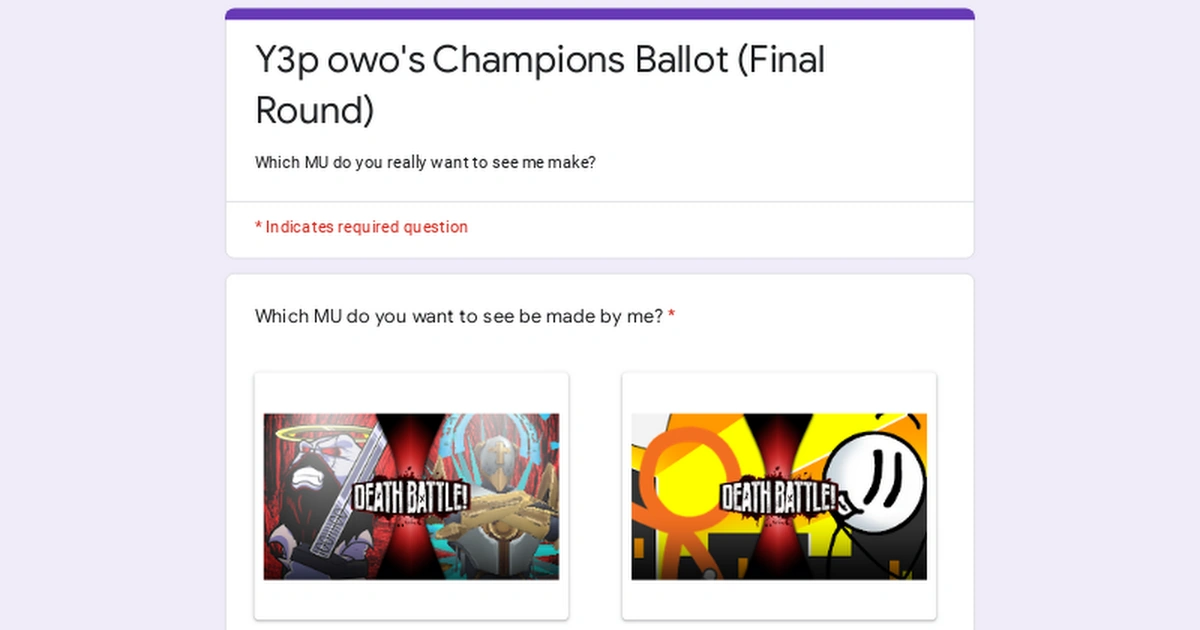 Y3p owo's Champions Ballot (Final Round) | Fandom